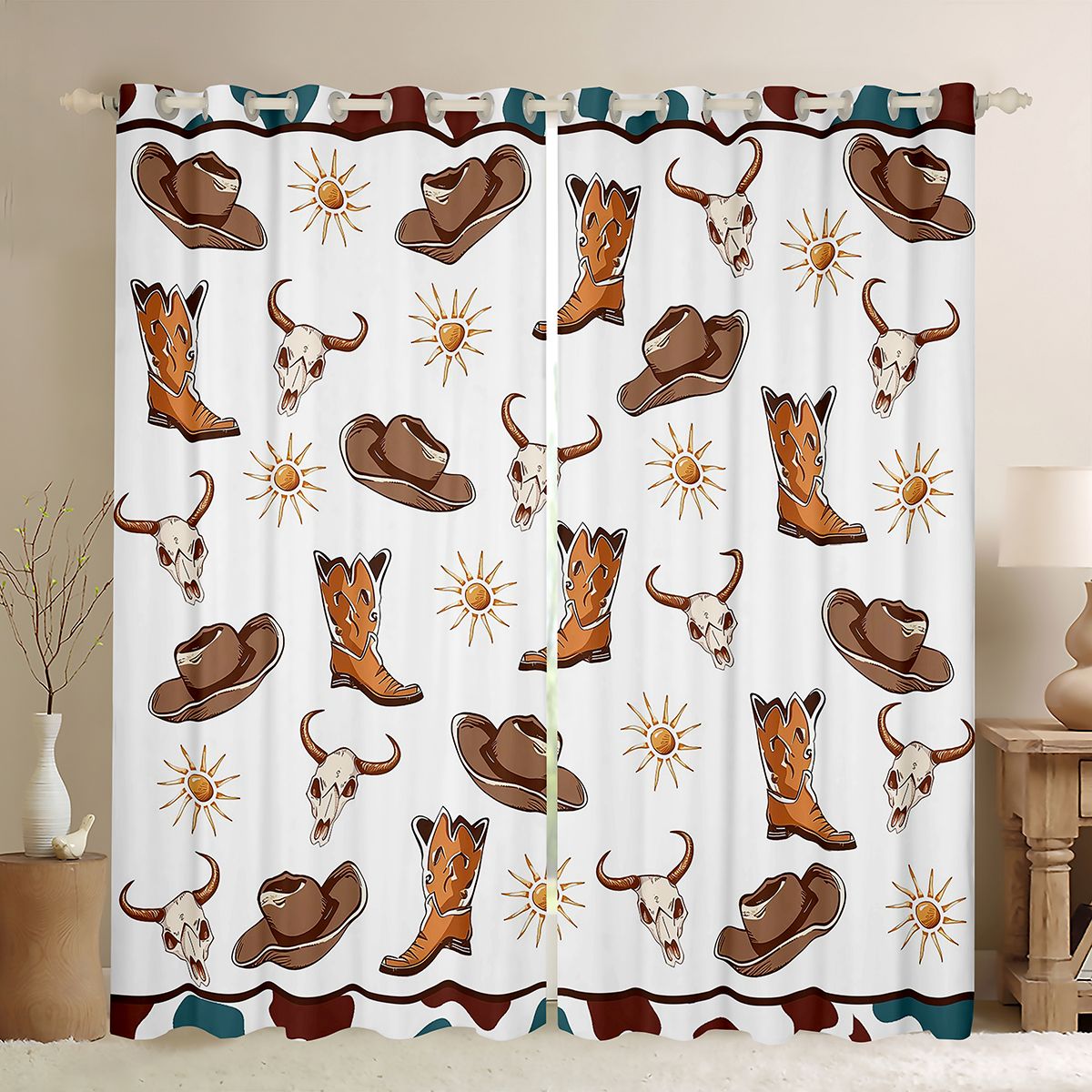 Castle Fairy Cowboy Boots Hats Black Out Curtains for Kids Children ...