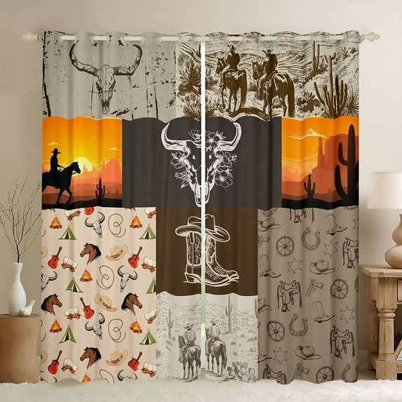 Castle Fairy Cowboy Boots Hats Blackout Curtains Set of 2 (52x84 Each ...
