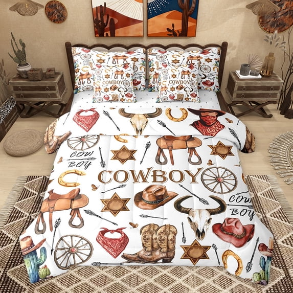 Castle Fairy Cowboys Boots Hat Bedding Comforter Set,Vintage Aesthetic ...