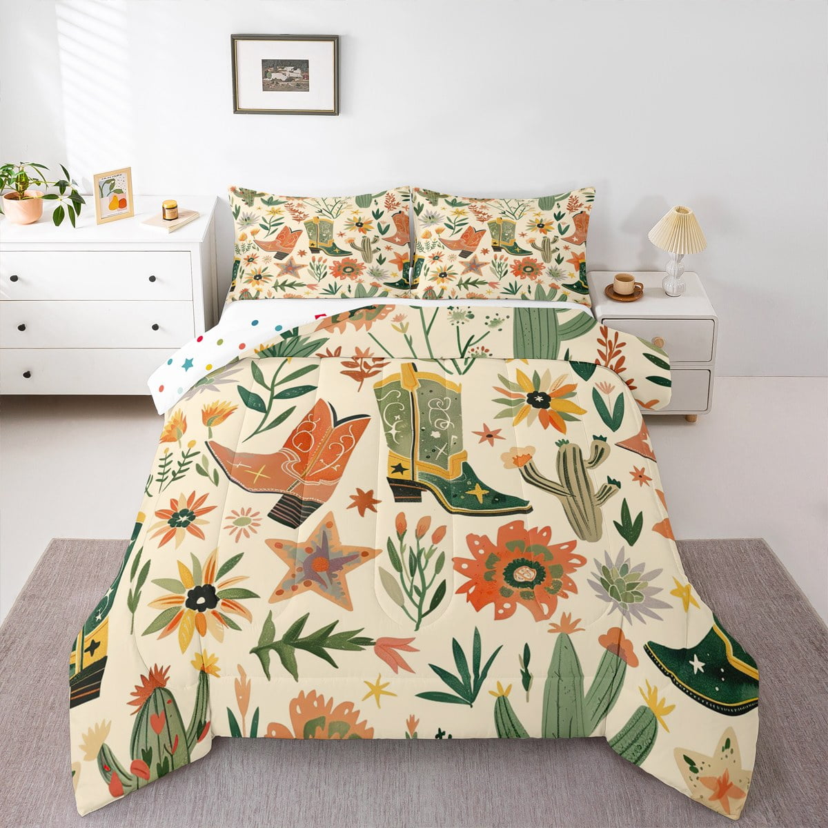 Castle Fairy Cowgirl Boots 2pcs Bedding Comforter Set for Teenagers ...