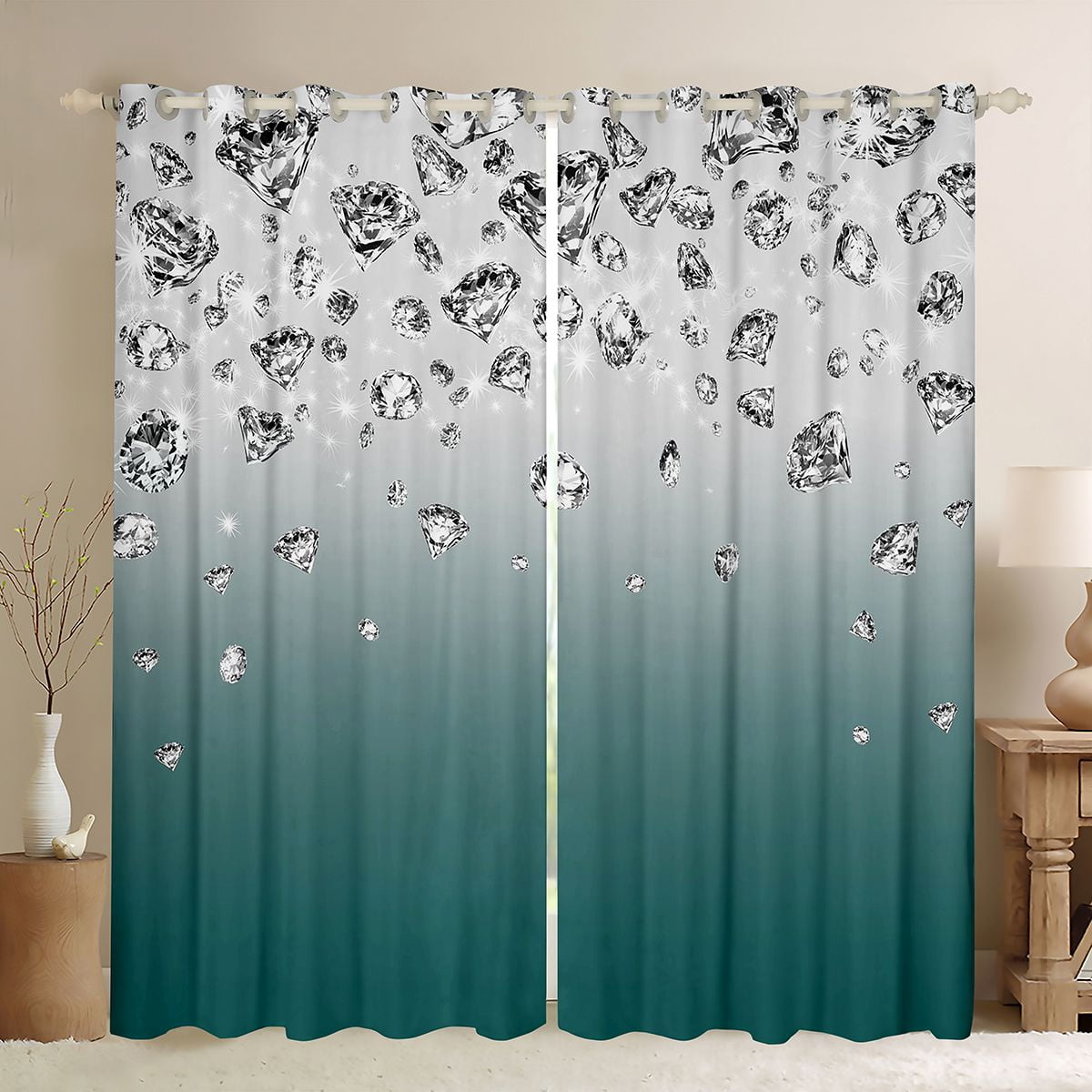 Castle Fairy Crystal Blackout Curtains Set of 2 (52x84 Each),Gradient ...