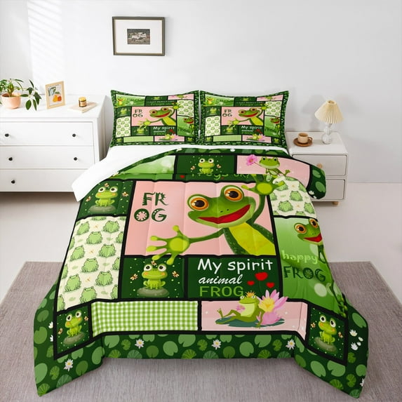 Castle Fairy Cute Animal Frog Full Size Comforter Sets 3-Piece for ...