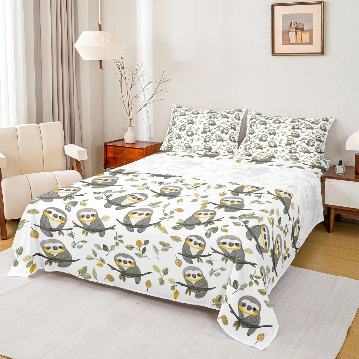 Castle Fairy Cute Animal Sloth Bed Sheets,Cartoon Woodland Wildlife ...