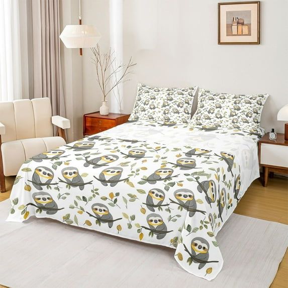 Castle Fairy Cute Animal Sloth Queen Sheet Sets,Cartoon Woodland ...