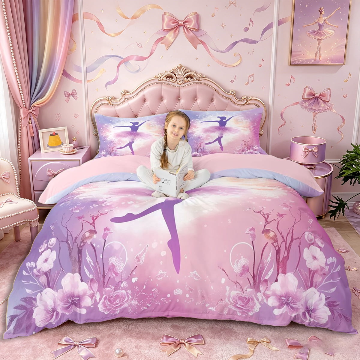 Castle Fairy Cute Ballet Girl Bedding,Dreamy Princess Flowers Duvet ...