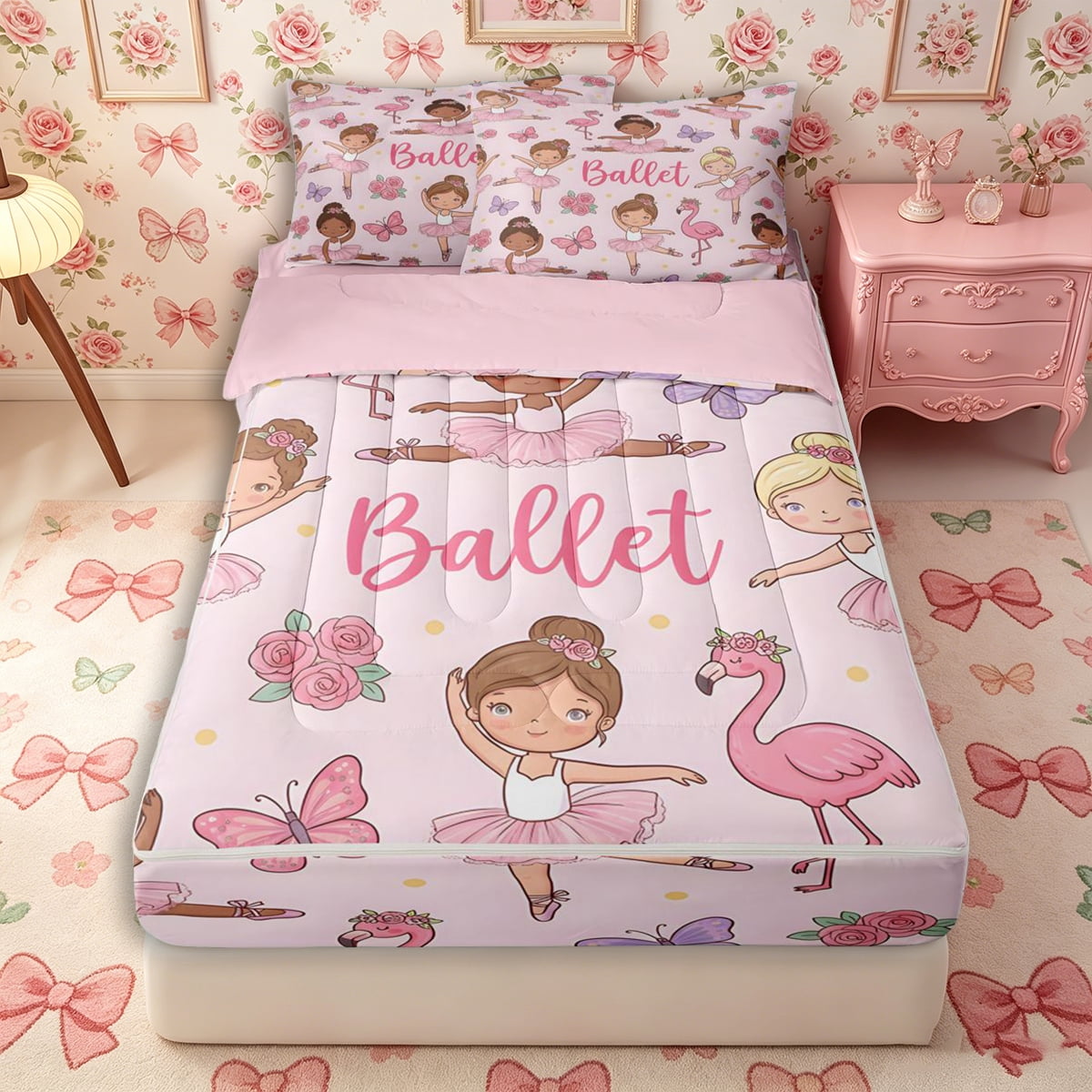 Castle Fairy Cute Ballet Princess Themed Zipper Full Size Comforter ...