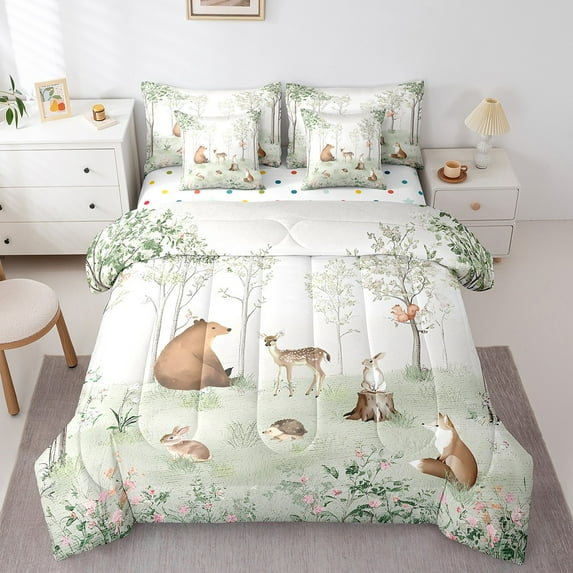Castle Fairy Cute Bear Squirrel Rabbit Deer Twin Bedding Sets,Animal ...