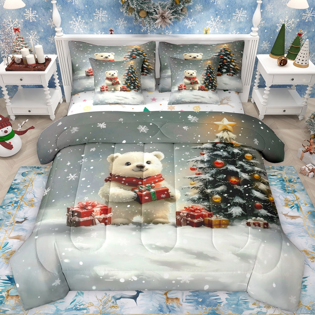 Castle Fairy Cute Bear Twin Bedding Sets 7-Piece for Children Teens ...
