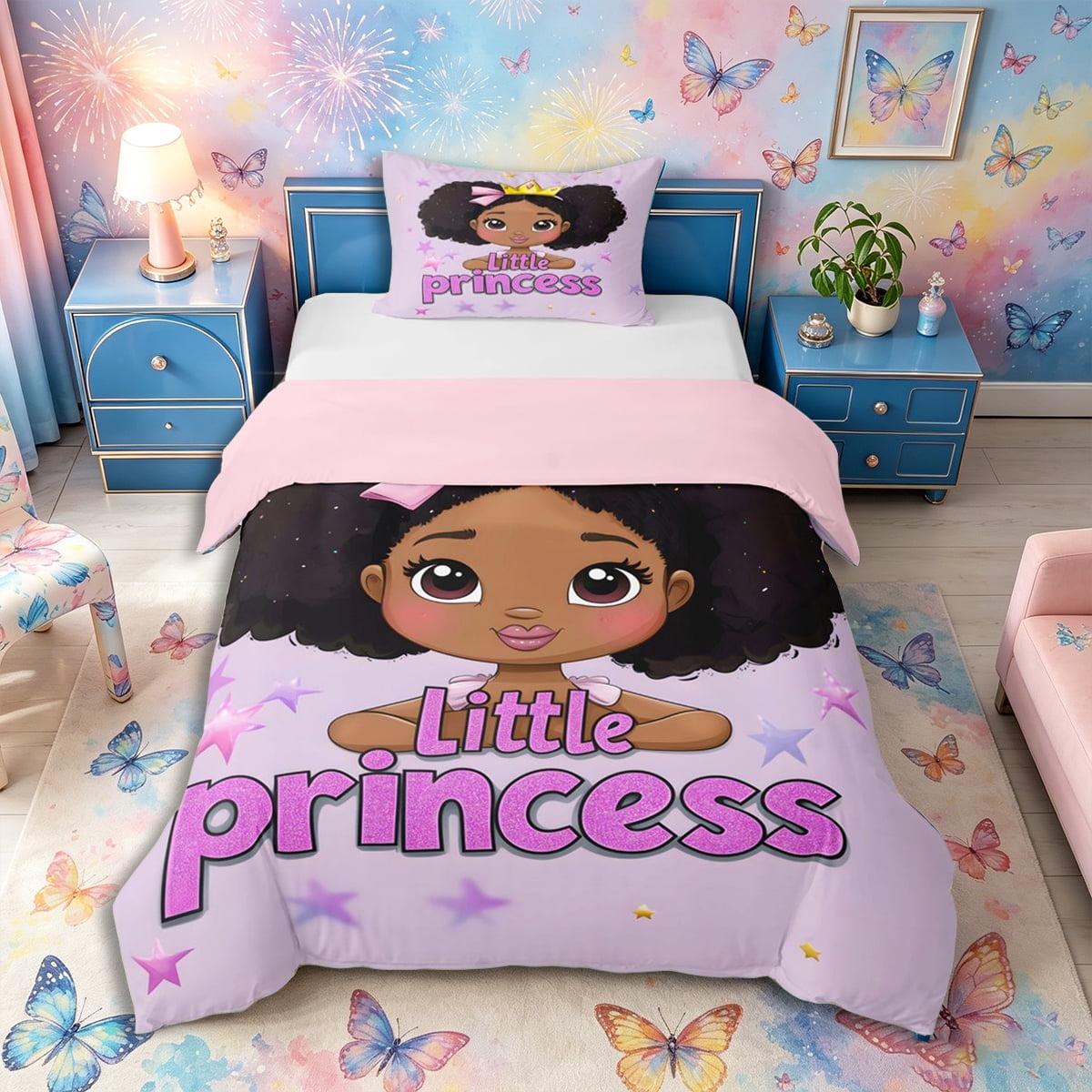Castle Fairy Cute Black Girl Twin Duvet Cover,Little Princess Twin ...