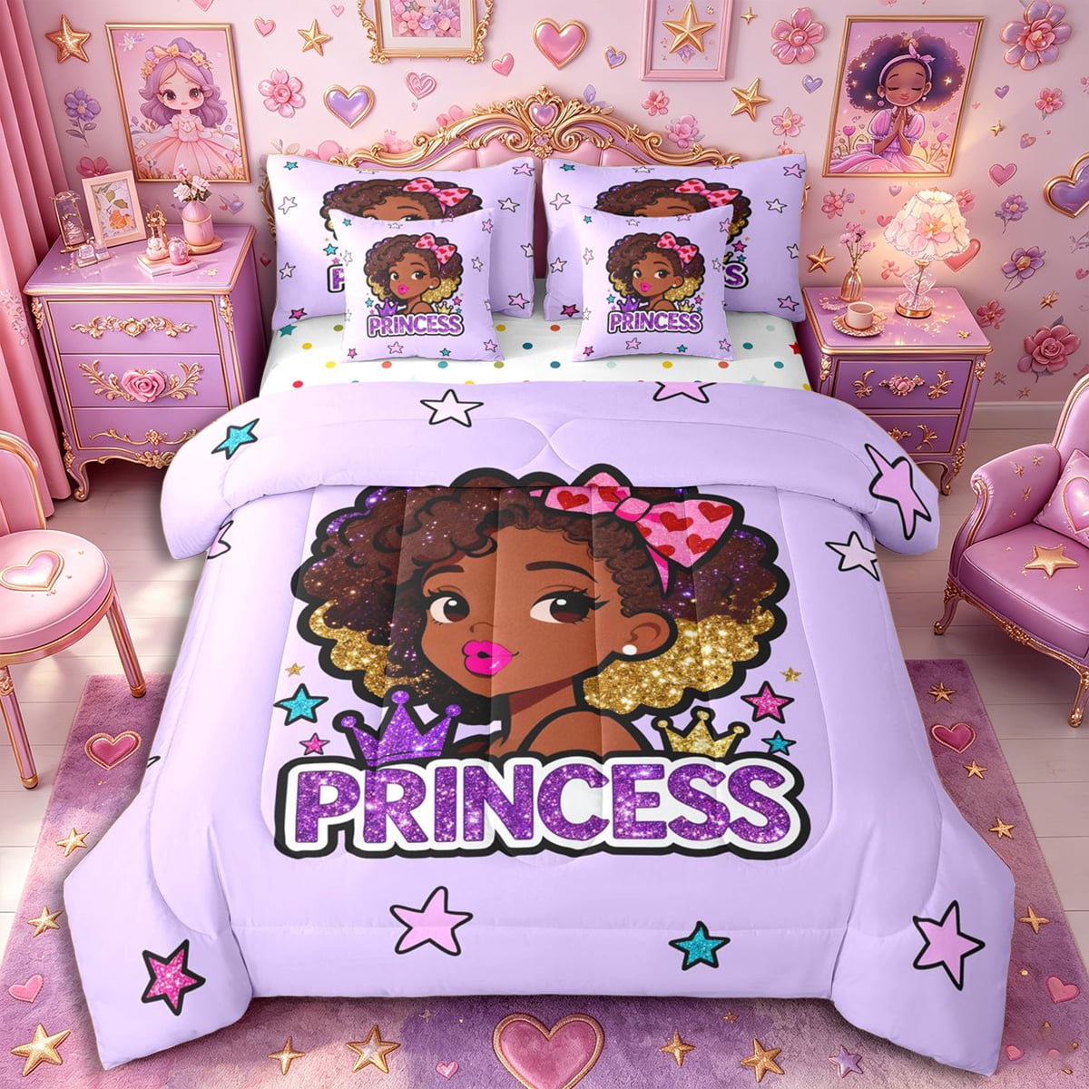 Castle Fairy Cute Black Princess Full Size Bedding Sets 7 Pieces ...