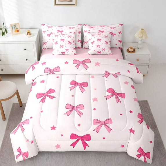 Castle Fairy Cute Bow Tie Bedding Comforter Set,Stars Print Queen ...