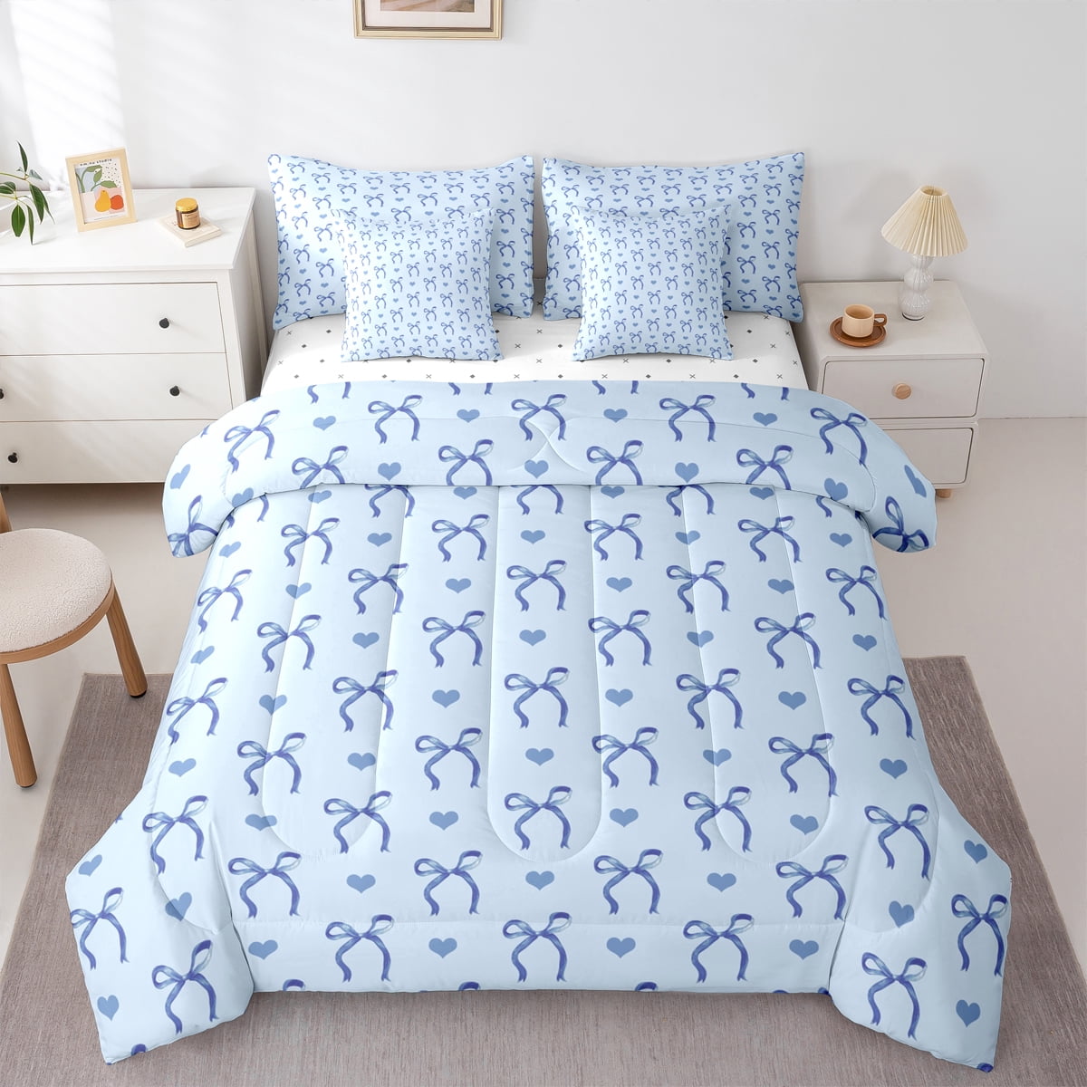 Castle Fairy Cute Bowknot 7Pcs Bedding Comforter Set for Children Girls ...
