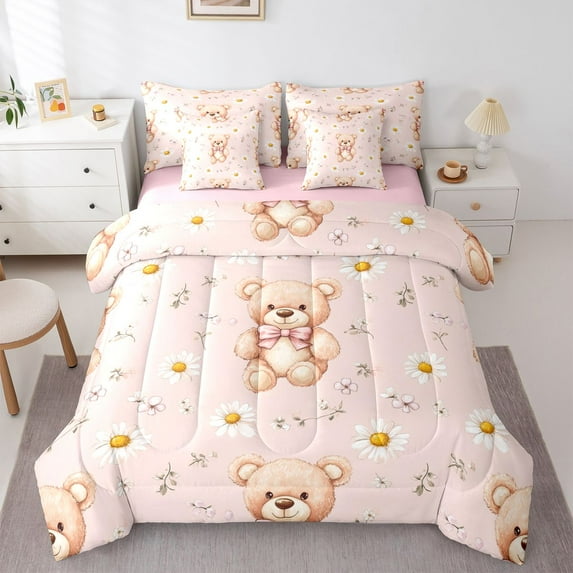 Castle Fairy Cute Bowknot Bear Bedding Comforter Set,Cartoon Daisy ...