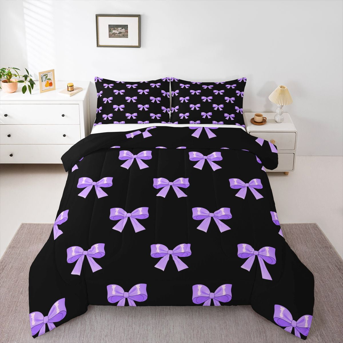 Castle Fairy Cute Bowtie Bedding Comforter Set 2pcs for Teens Femalemen ...