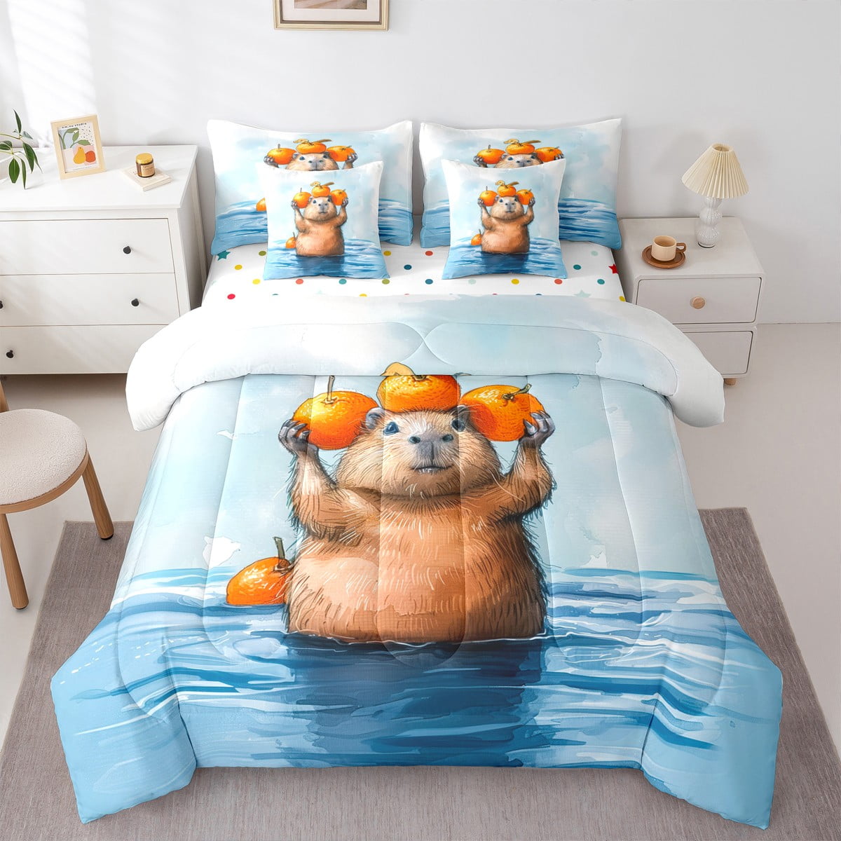 Castle Fairy Cute Capybara Bedding Comforter Set,Kawaii Animal Full ...