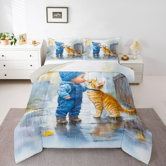 Castle Fairy Cute Cat Twin Comforter Sets,Cartoon Animal Bedding Set ...