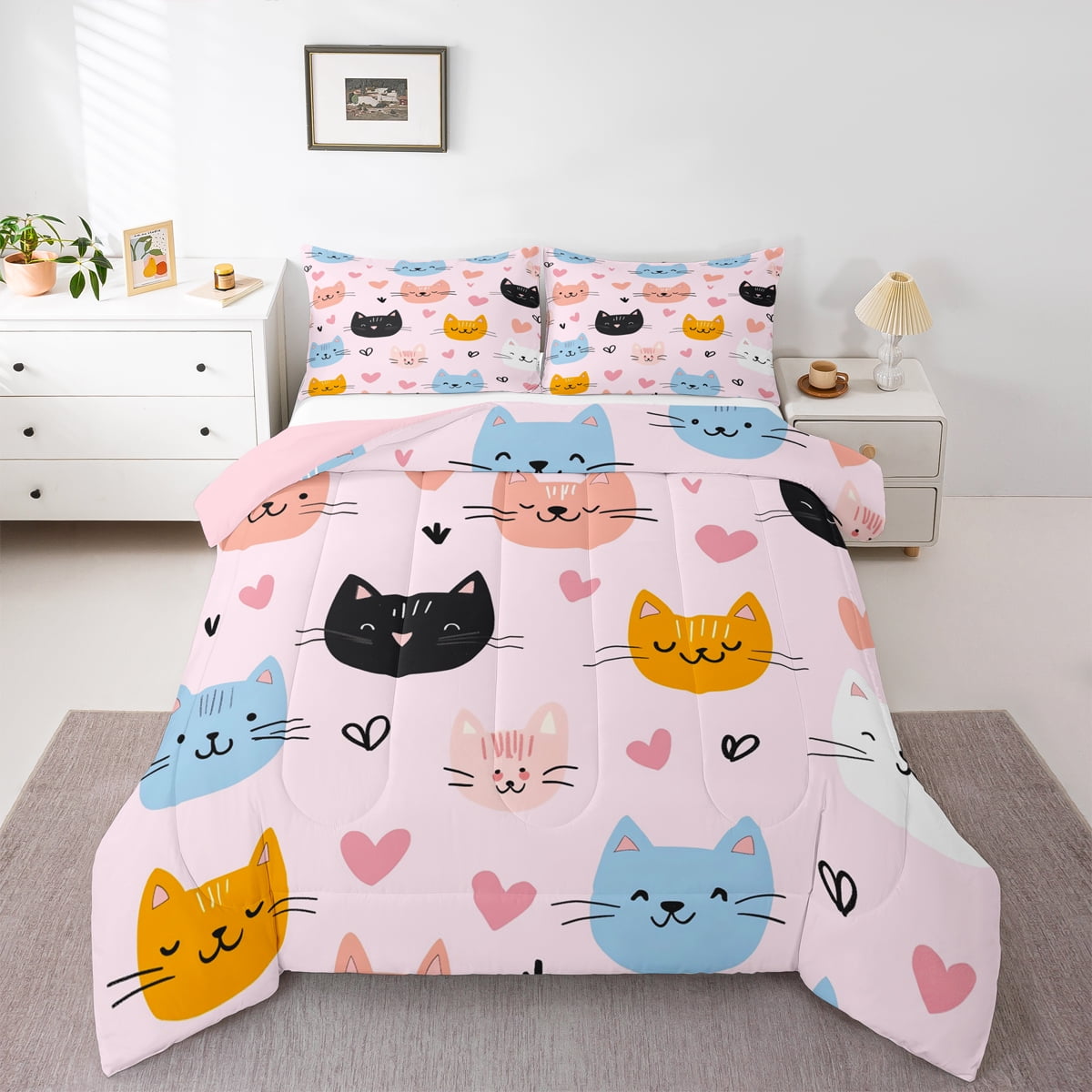 Castle Fairy Cute Cats 2Pcs Bedding Comforter Set for Girls Boys ...