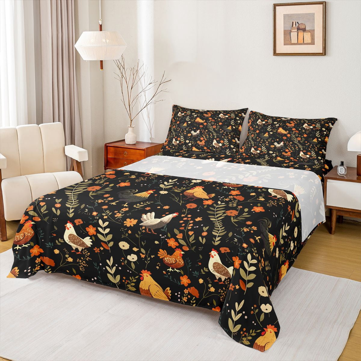 Castle Fairy Cute Chicken 4pcs Bed Sheets for Kids Children,Chic Floral ...