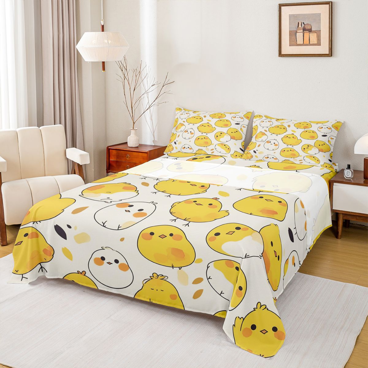 Castle Fairy Cute Chicken 4pcs Bed Sheets for Kids Children,Yellow ...