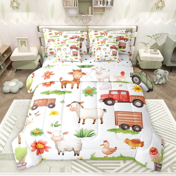 Castle Fairy Cute Chicken Goat Cow Bedding Comforter Set,Farmhouse ...