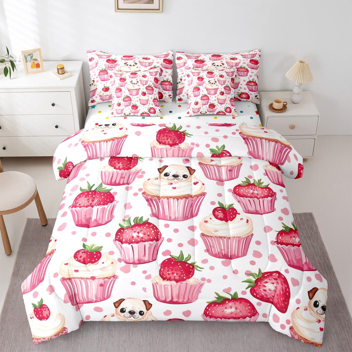 Castle Fairy Cute Dog 7 Pieces Bedding Comforter Set for Girls Kids ...