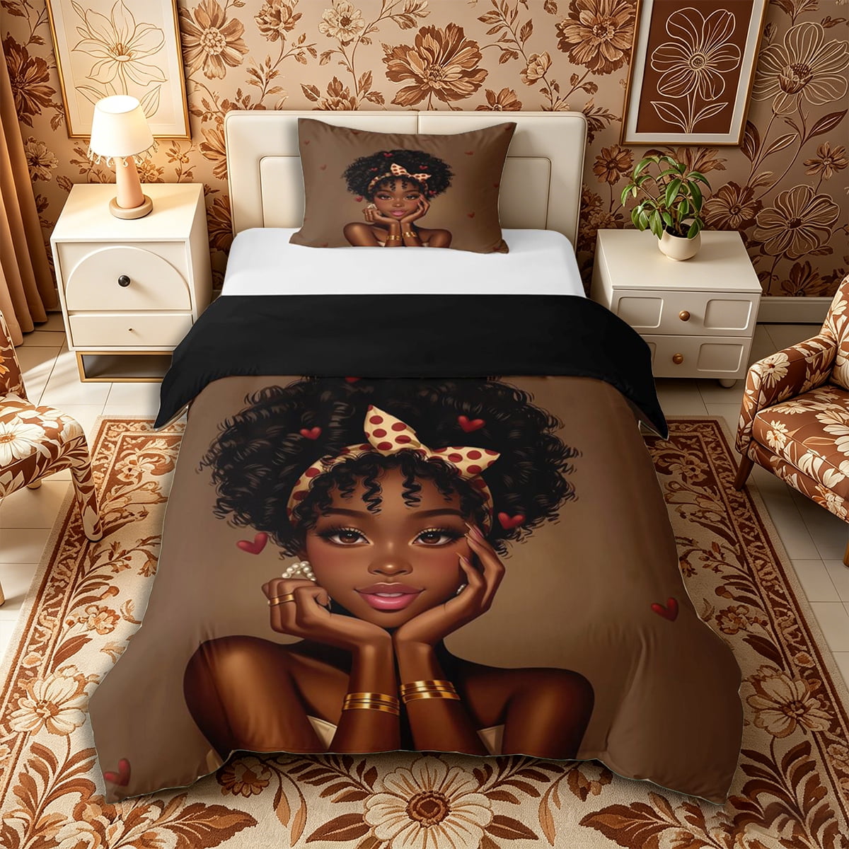 Castle Fairy Cute Girl With Polka Dot Headband Twin Duvet Cover ...