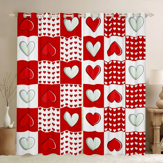 Castle Fairy Cute Love Heart Black Out Curtains,Red White Curtains Pack ...
