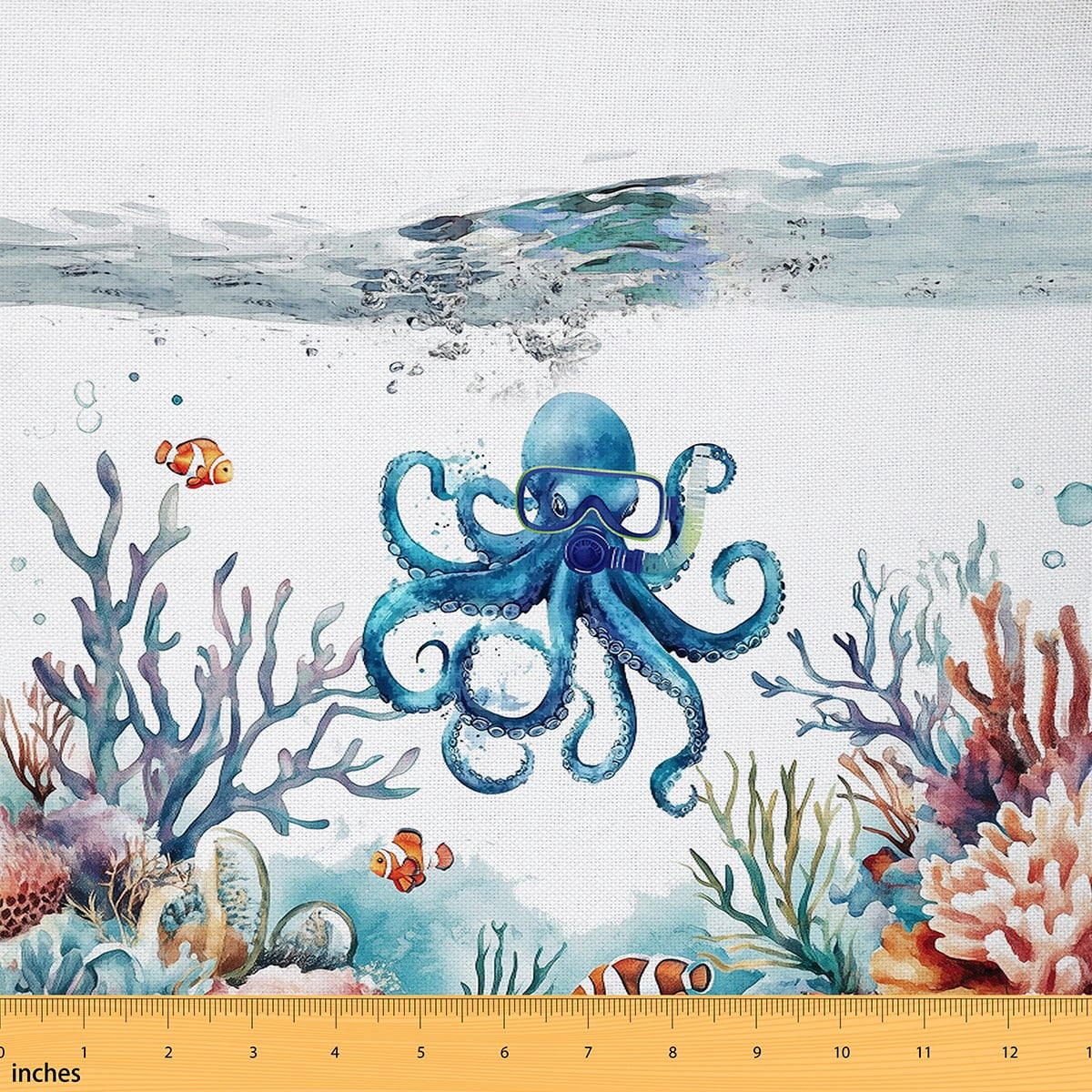 Castle Fairy Cute Octopus Fabric by the Yard 5 Yards, Cartoon Sea Ocean ...