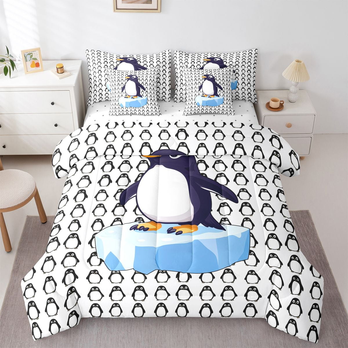 Castle Fairy Cute Penguin Bedding Comforter Set for Teens,Animal Queen ...