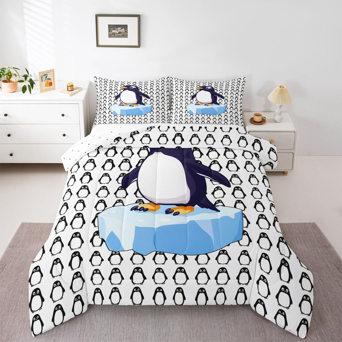 Castle Fairy Cute Penguin Twin Comforter Sets for Child Teens,Cartoon ...