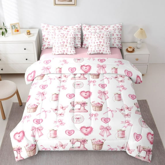 Castle Fairy Cute Ribbon Bow Twin Bedding Sets,Cartoon Love Heart ...