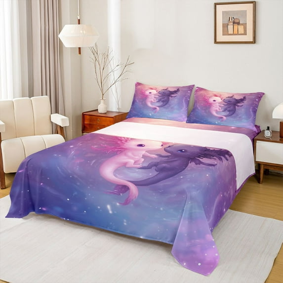 Castle Fairy Cute Salamander Full Size Sheets for Kids,Kawaii Axolotl ...