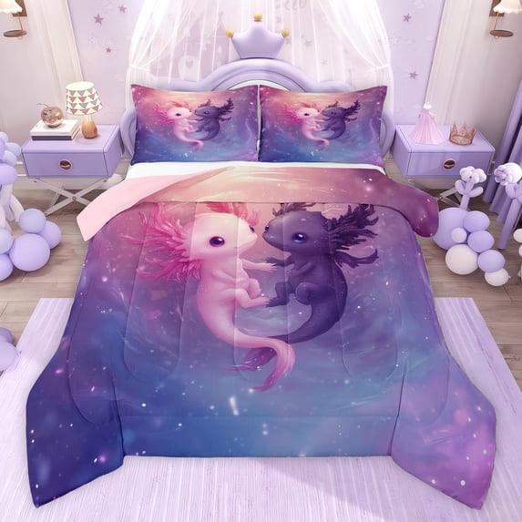 Castle Fairy Cute Salamander Queen Comforter Set,Kawaii Axolotl Bedding ...