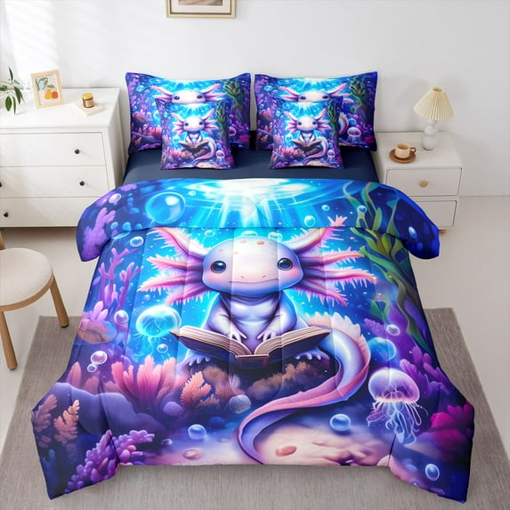Castle Fairy Cute Sea Axolotl Bedding Comforter Set,Cartoon Ocean ...
