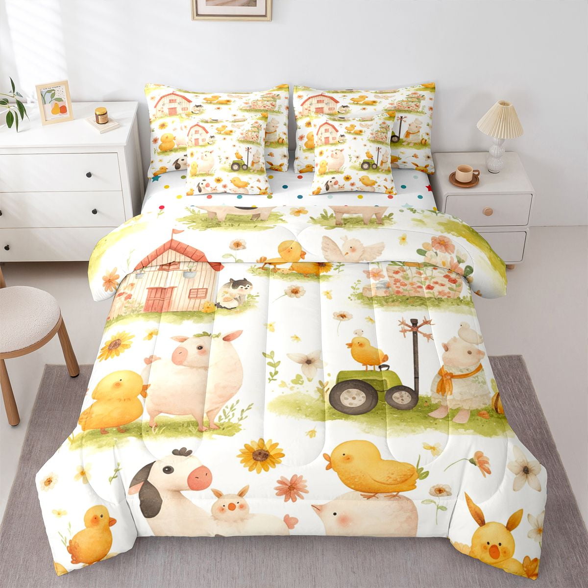 Castle Fairy Cute Sheep Chicken Bedding Comforter Set 7 Pieces for ...