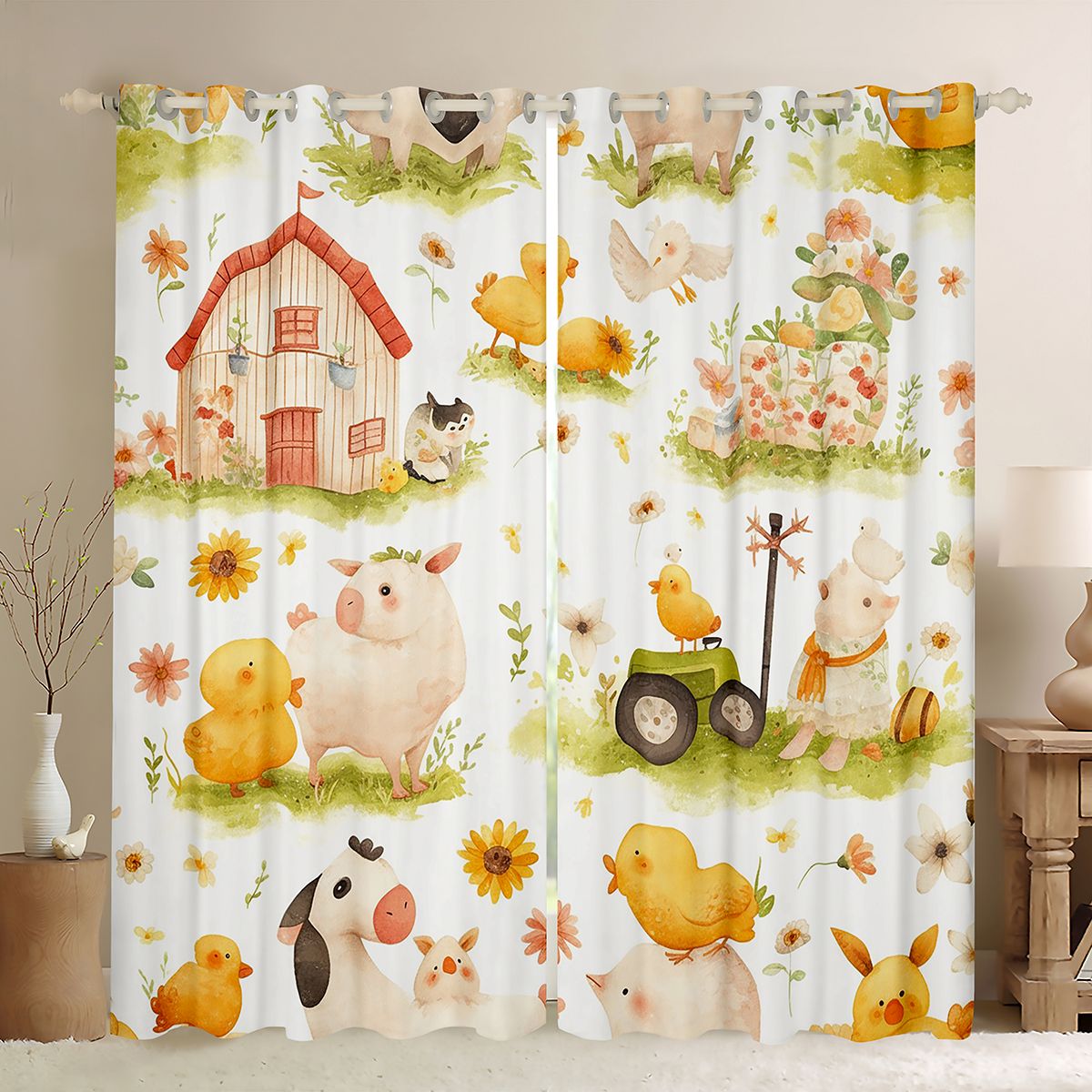 Castle Fairy Cute Sheep Chicken Blackout Curtains Set of 2 (52x84 Each ...