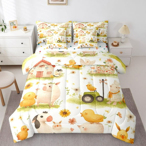 Castle Fairy Cute Sheep Chicken Twin Bedding Sets 7-Piece for Preppy ...