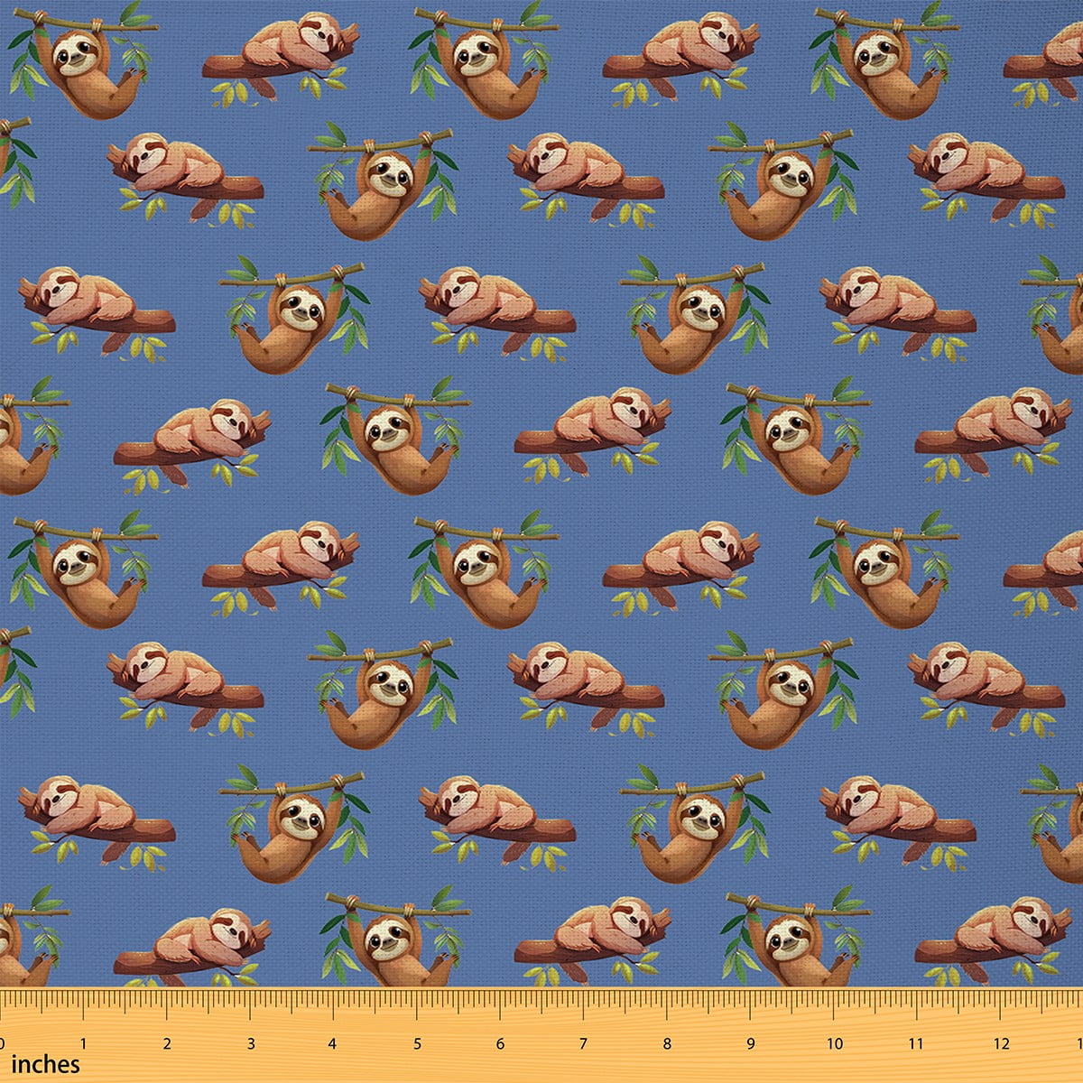 Castle Fairy Cute Sloth Fabric by the Yard 5 Yard,Brown Blue Sewing ...