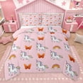 Castle Fairy Cute Unicorn Twin Comforter Sets,Cartoon Rainbow Animal ...