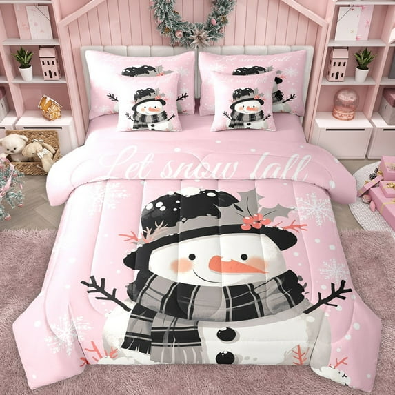 Castle Fairy Cute Winter Snowman Snowflake Bedding Comforter Set 7 ...