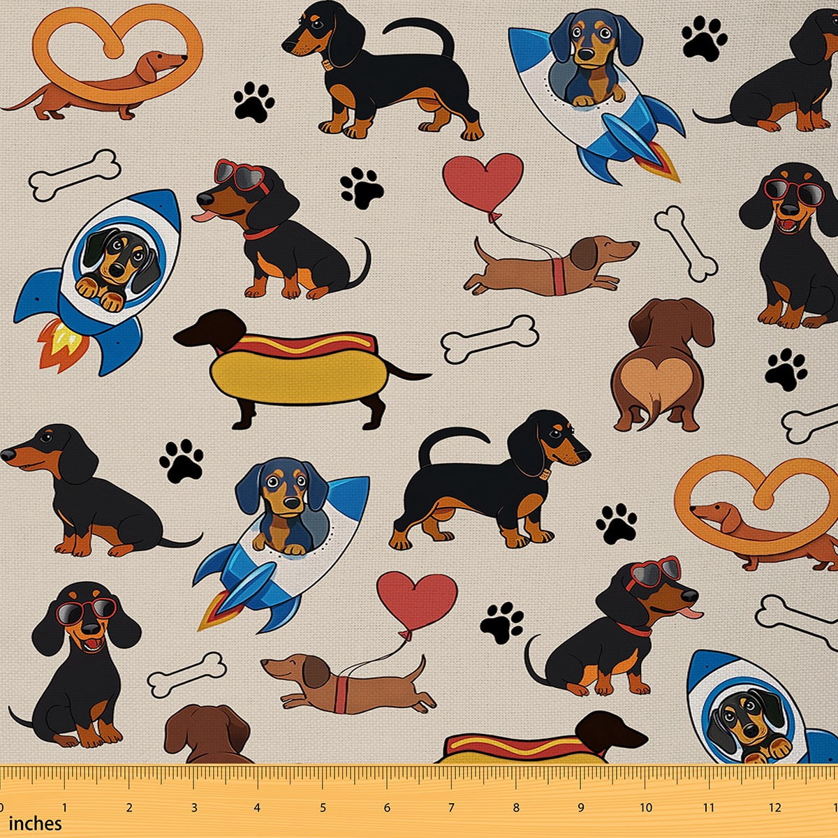 Castle Fairy Dachshund Dog Fabric by the Yard 1 Yard,Cartoon Animal ...