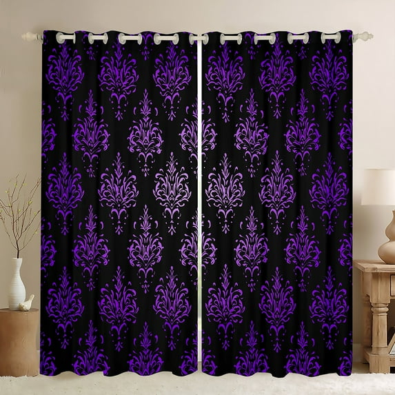Castle Fairy Damask Blackout Curtains Set of 2 (52x84 Each),Flower ...