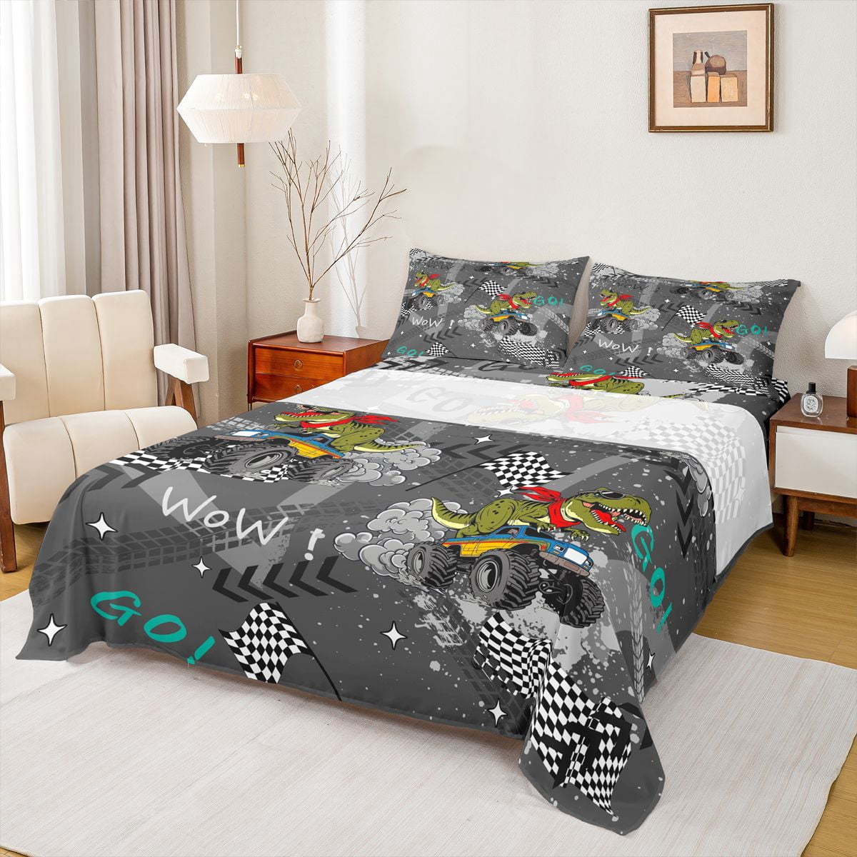 Castle Fairy Dinosaur Monster Truck Bed Sheets 4pcs for Toddlers ...