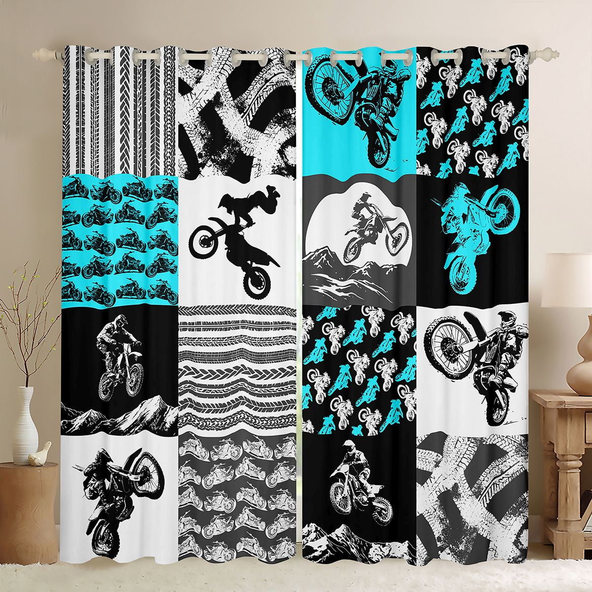 Castle Fairy Dirt Bike Curtains Pack of 2 (42x84 Each) for Boys Girls ...