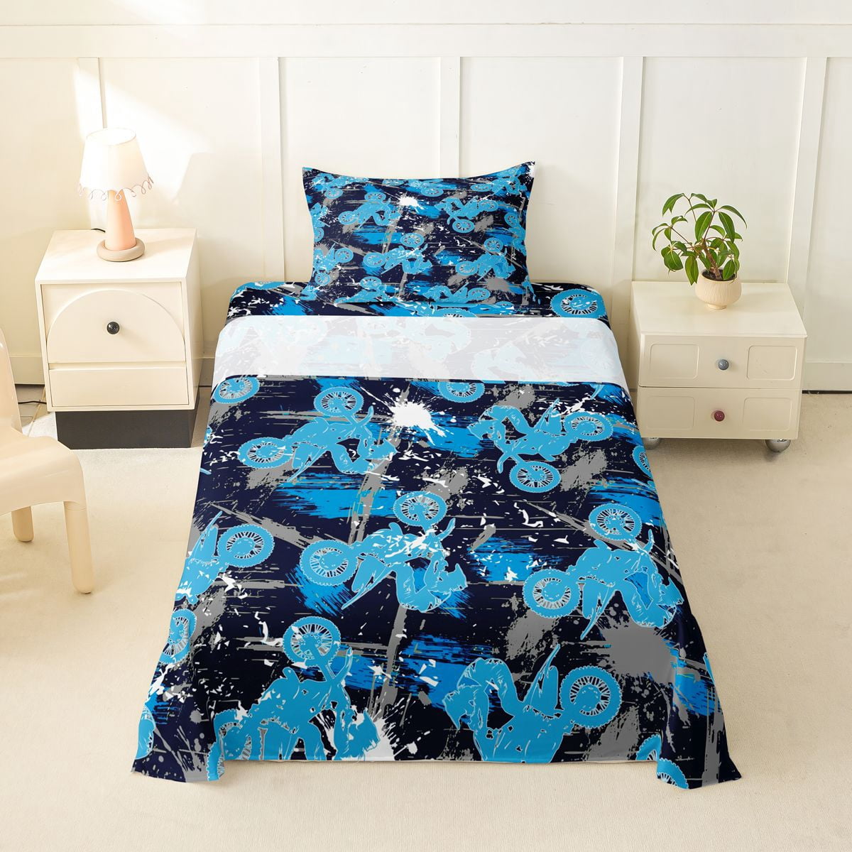 Castle Fairy Dirt Bike Pattern Twin Sheet Sets 3pcs for Teens, Graffiti ...