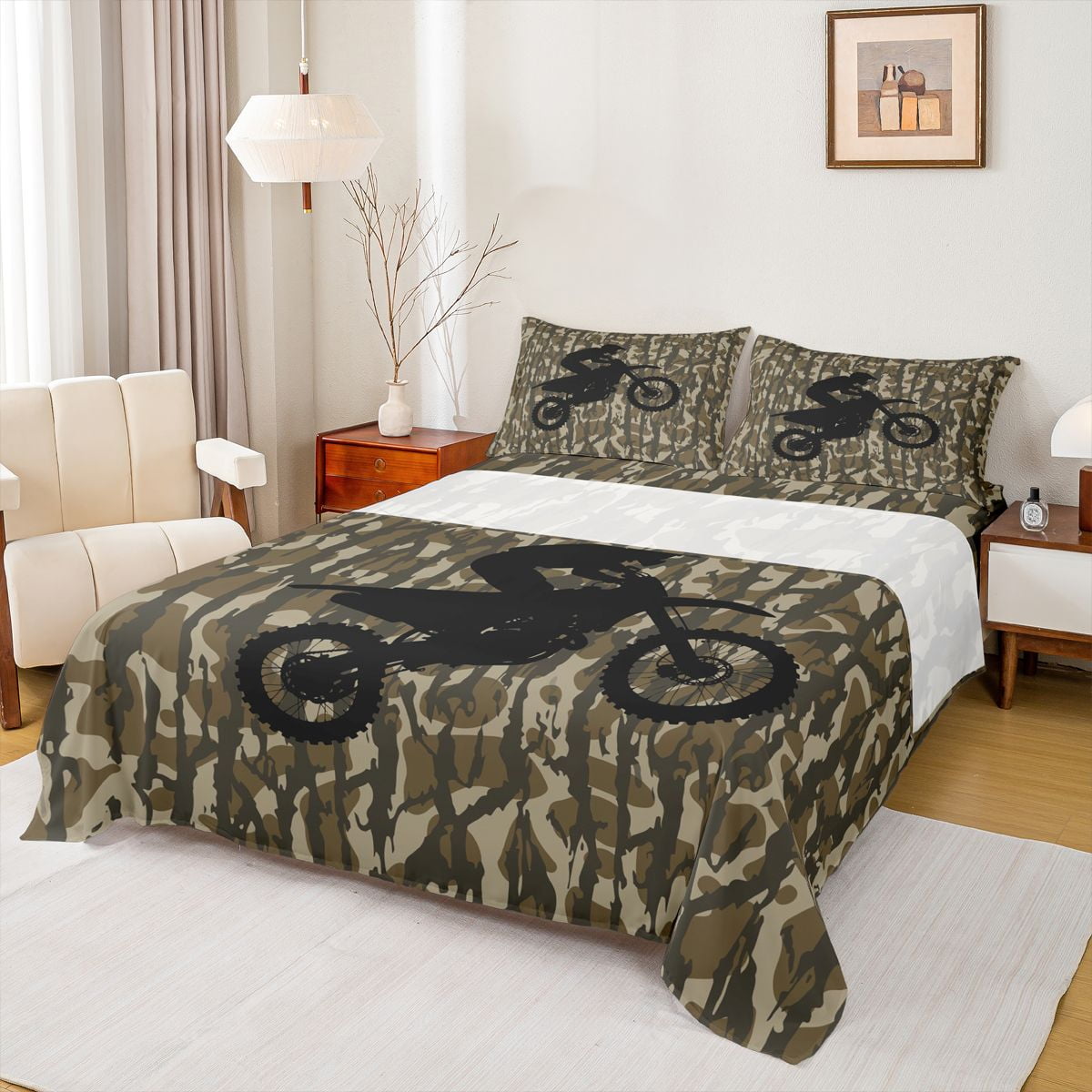 Castle Fairy Dirt Bike Queen Sheet Sets for Female Men Adults,Vintage ...