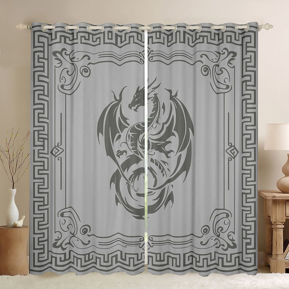 Castle Fairy Dragon Blackout Curtains Set of 2 (52x84 Each),Hippie ...