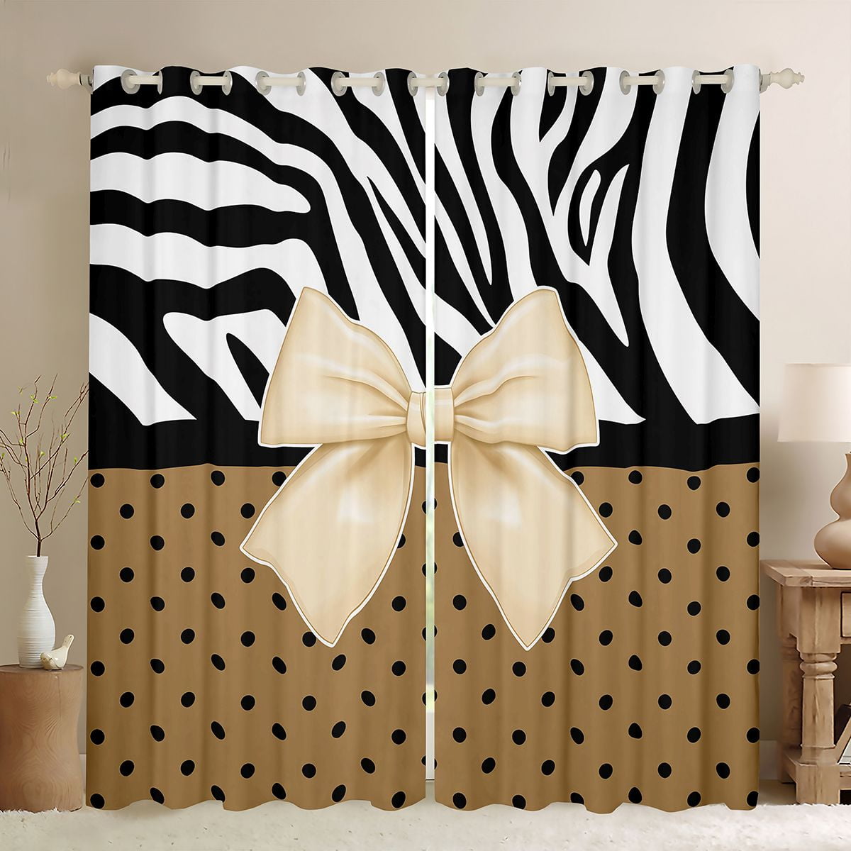 Castle Fairy Dreamy Bow-Tie Black Out Curtains,Zebra Print Curtains ...