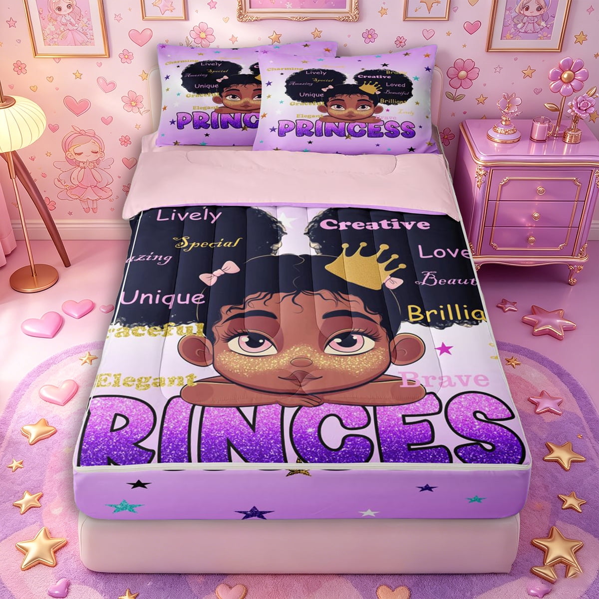Castle Fairy Dreamy Princess Zipper Twin Comforter Sets with Fitted ...