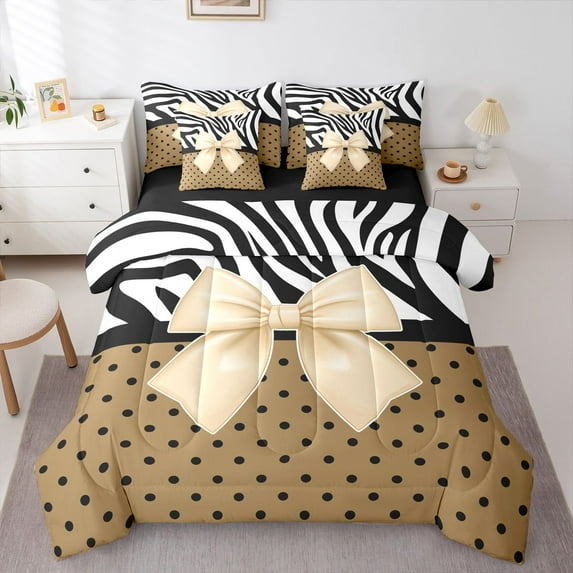 Castle Fairy Dreamy Ribbon Bow-Tie Bedding Comforter Set,Zebra Print ...